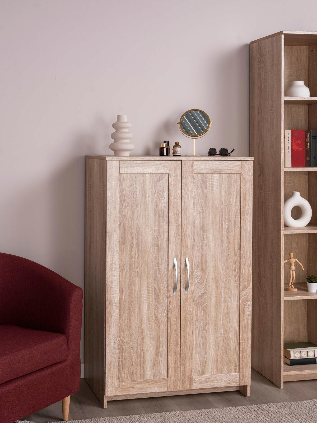 Тумба Сириус, 2 двери, 78х41х124см, дуб сонома, ГУД лакк