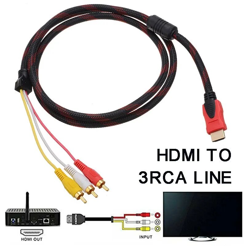 HDMI к 3RCA 1080P Видео Аудио AV Конвертер Кабель-Адаптер для телевизора HDTV DVD