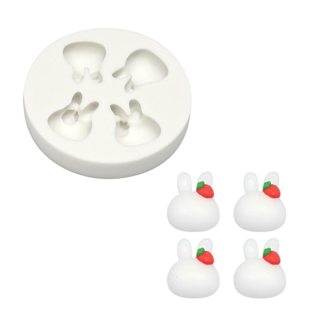 Силиконовые формы в виде кролика с клубникой 3D, 4 Кусочка Клубничного Кролика