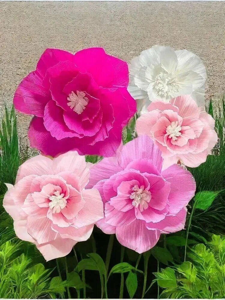 Объемные гофрированные цветы из бумаги/украшение интерьера