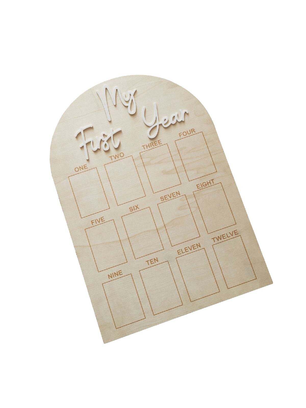 Фотодисплей Деревянная Доска Рамка Для Фотографий Первого Года Жизни Подарок Ребенку На Память