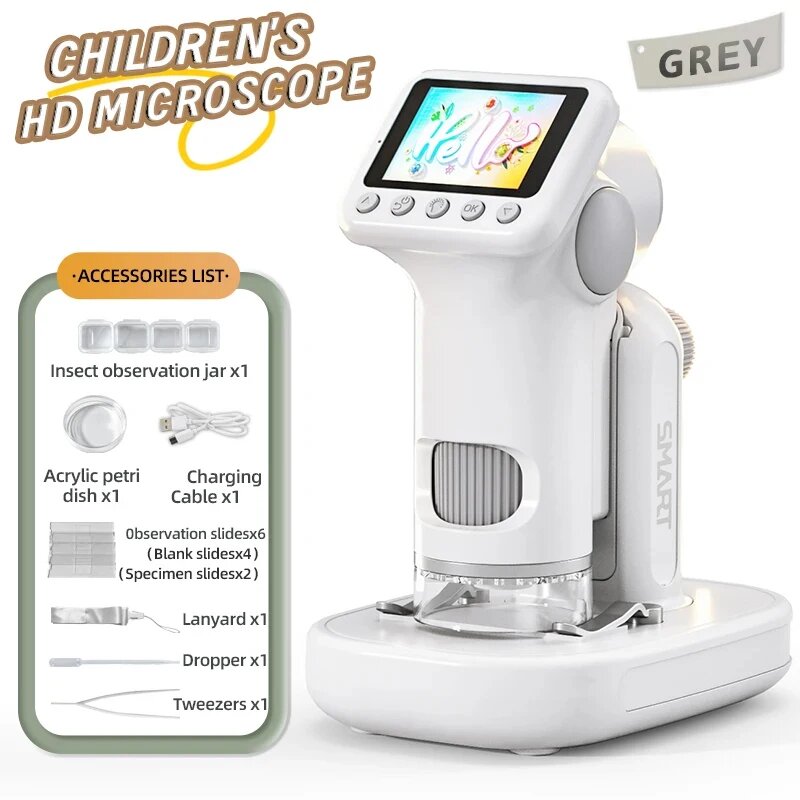 Детский микроскоп CONUSEA HD 1600, серый
