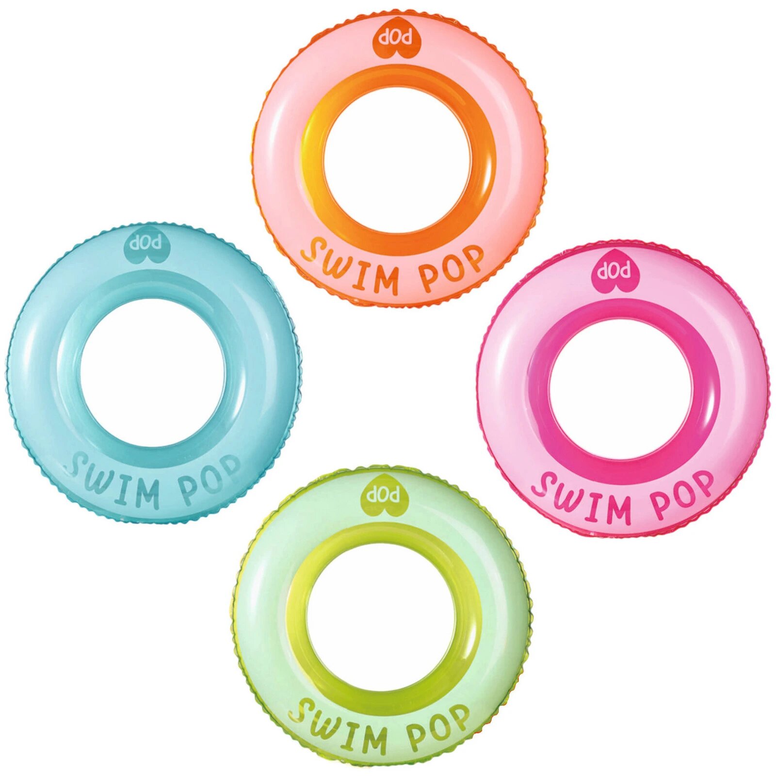 Круг надувной для плавания 90 см, разноцветный принт, с надписью SWIM POP, ПВХ
