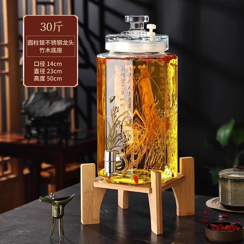 Высококачественная герметичная стеклянная бутылка для домашнего использования, банка для лекарственного вина с женьшенем, банка для вина с краном, специальная бутылка для вина