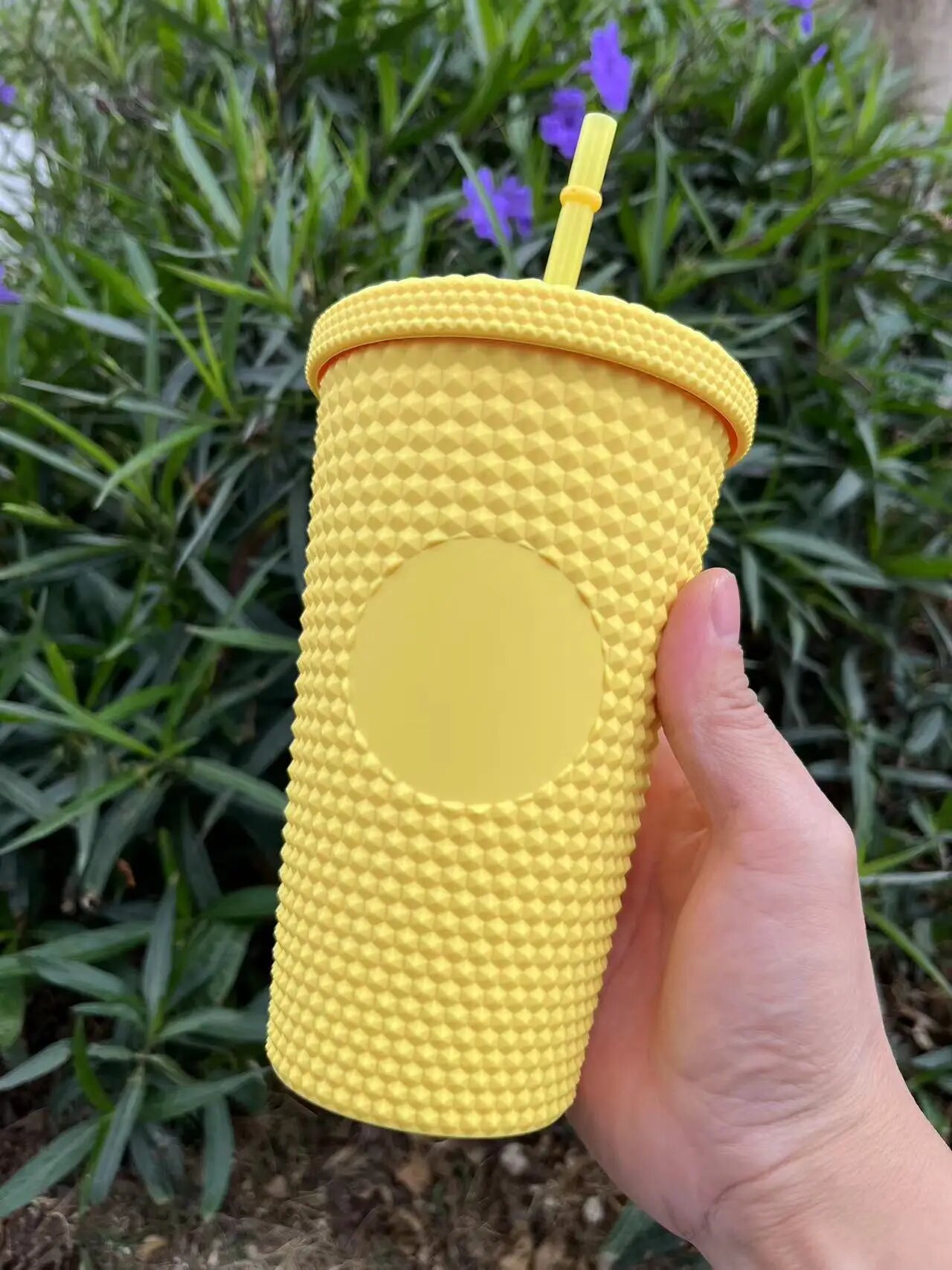 Пластиковая кружка дуриан с соломинкой 473 мл Желтый, yellow