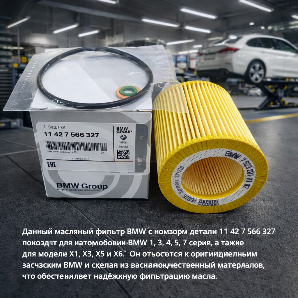 Фильтр масляный, 11427566327, для BMW 1/3/5 Series X3 X5 X6, оригинальный