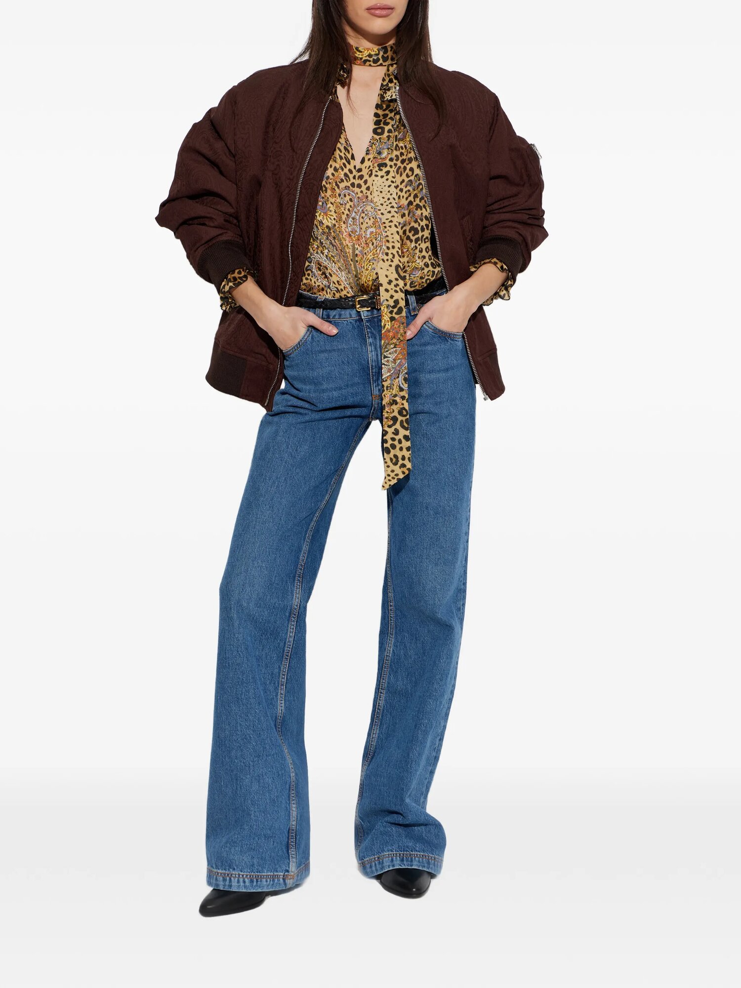 Бомбер ETRO Paisley-pattern bomber jacket, размер 50, коричневый — фото 1
