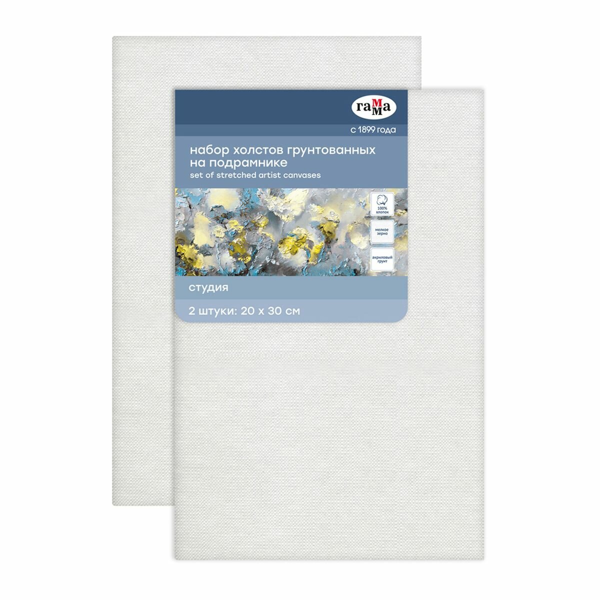 Набор холстов на подрамнике Гамма "Студия", 2шт, 20*30см, 100% хлопок, 280г/м2, мелкое зерно
