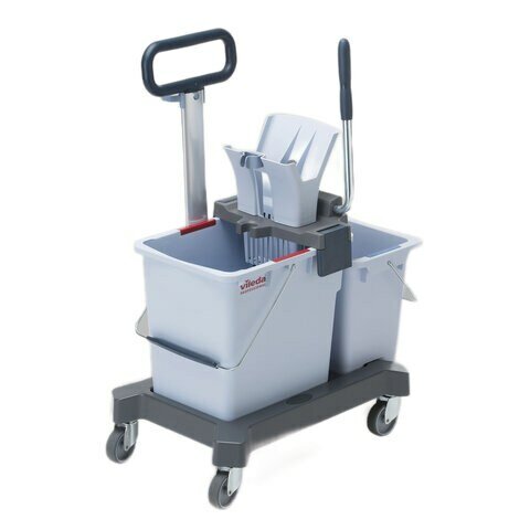 Тележка уборочная Vileda 147209 УльтраСпидПро, 2 съемных ведра 25 л + 10 л, платформа, с ручкой, туннельный отжим