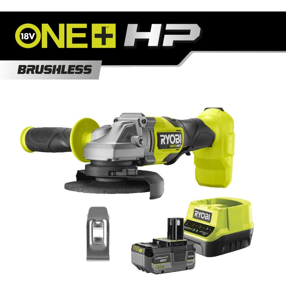 Бесщеточная углошлифмашина RAG18X-1x40SJ Ryobi 18В 5133005707 аккумуляторный Li‑Ion с быстрой заменой оснастки