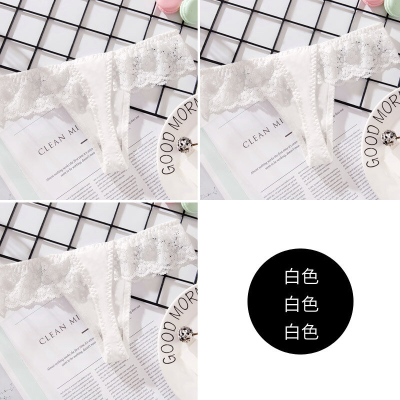 Трехкомплектные низкие трусики-стринги для женщин, полностью хлопковые, сексуальные, прозрачные кружевные, европейские и американские соблазнительные невидимые трусы, бесшовное нижнее белье