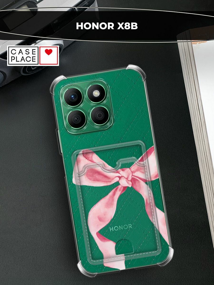 Чехол на Honor X8b (Хонор X8B) с картой и принтом Акварельный бант