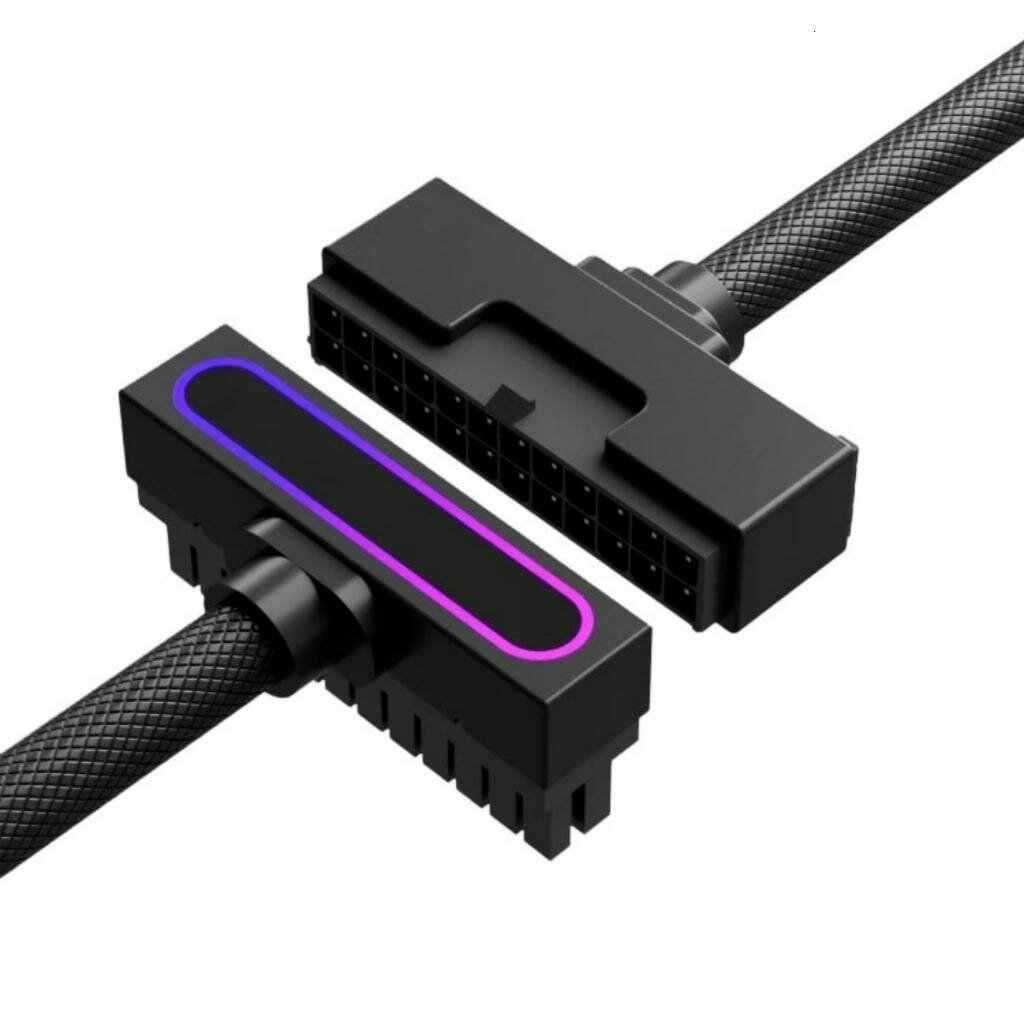 Угловой кабель 90°, 24PIN, ARGB, Черный