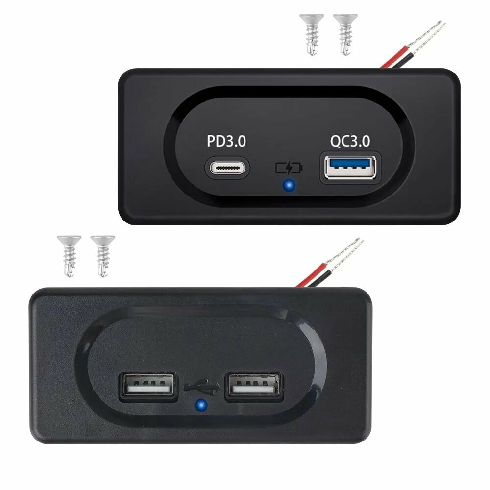 Панель быстрой зарядки Двойное USB - зарядное устройство Адаптер портов Type - C 12/24V PD3.0