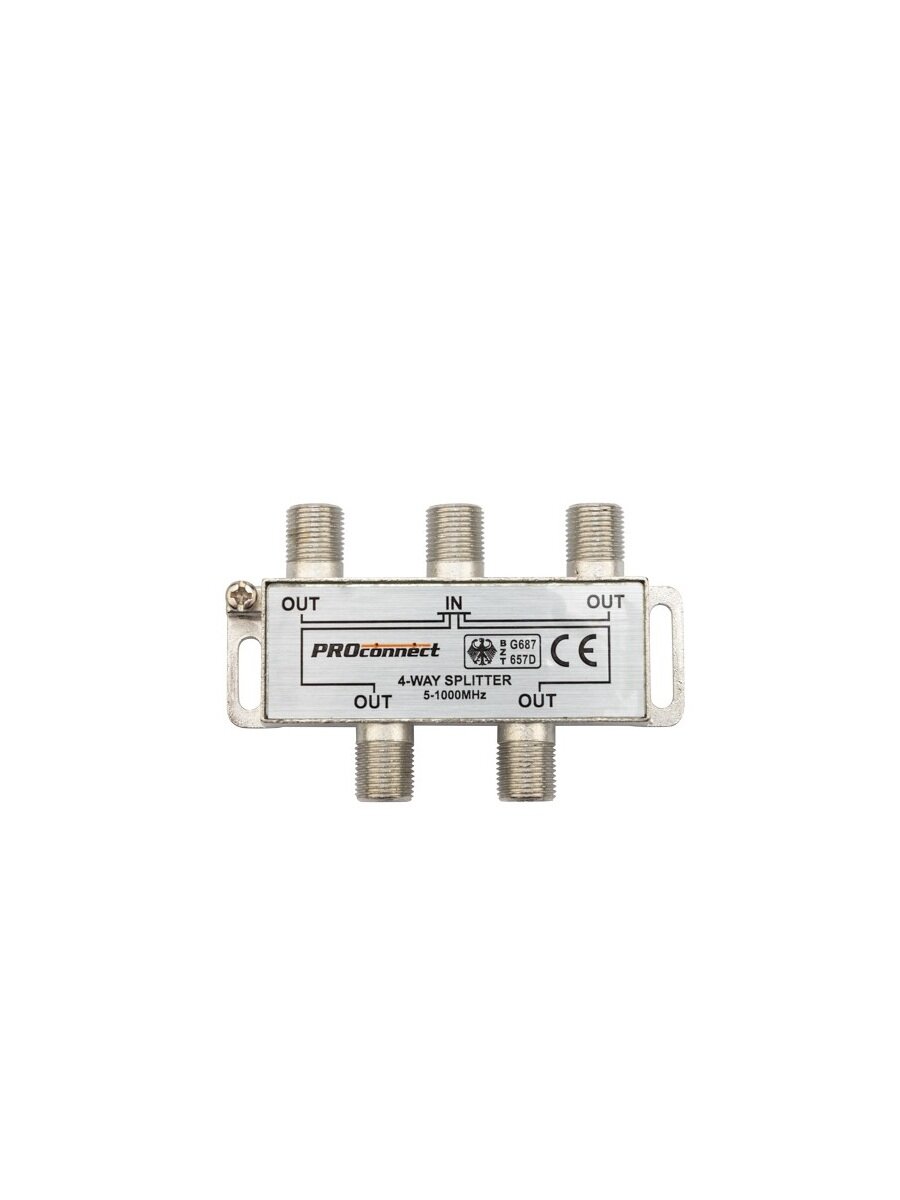 Сплиттер TV PROconnect 05-6023, серебристый, F-разъем, 4 порта, 5-1000МГц, 1 шт