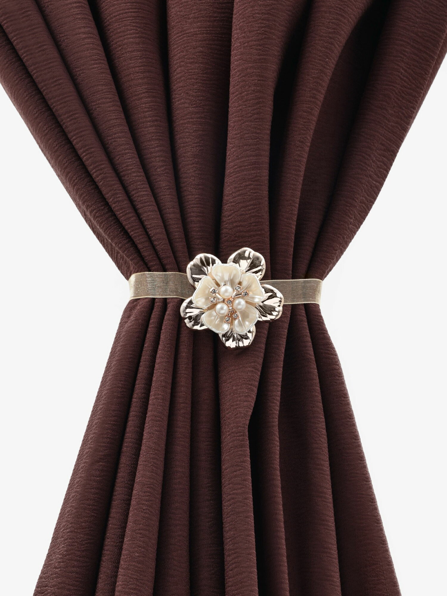 Подхват для штор "Цветок перламутровый", d=5.5 см, цвет золотой