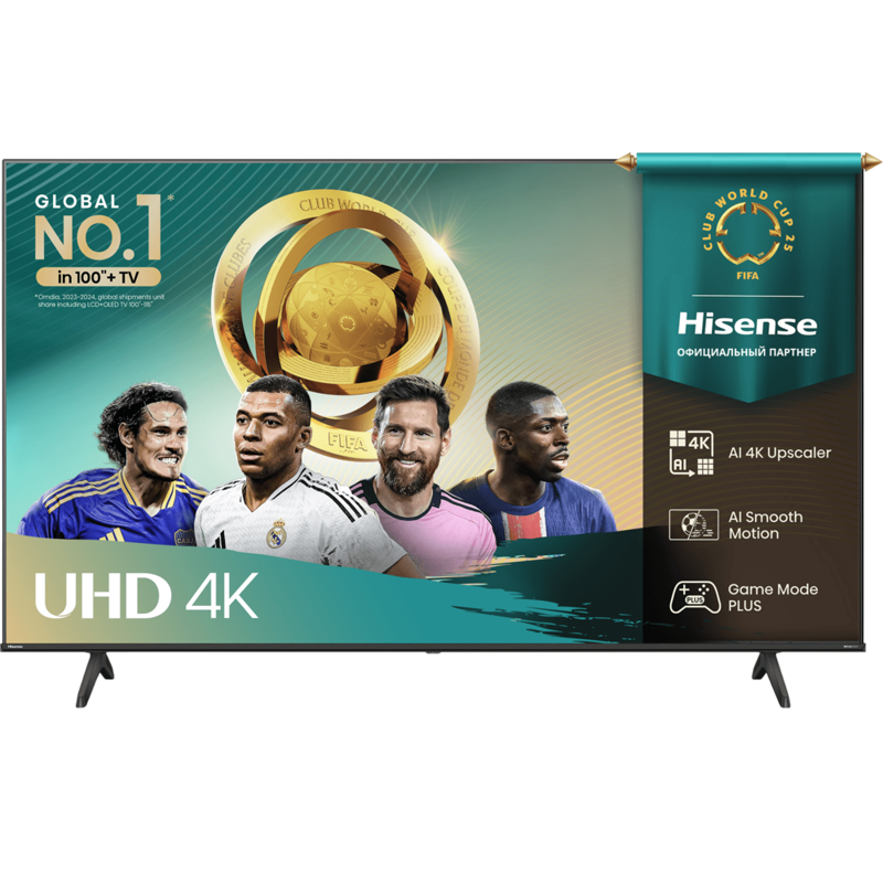 Телевизор ЖК 50' Hisense/ 50", Ultra HD, VA, Smart TV (ОС VIDAA U8.5), Wi-Fi, DVB-T2/C/S2, 2х7W, CI+(1.4), 3хHDMI, 2хUSB, Works with Alexa, Alexa Built-in, VIDAA Voice, Yandex, Black, 2025