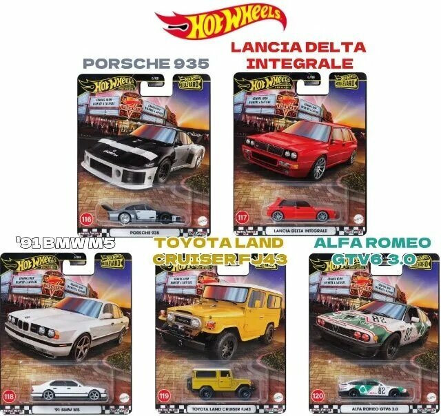 Набор Hot Wheels Premium Boulevard 1:64 5 коллекционных авто Porsche 935, BMW M5, и другие Литые модели с резиновыми шинами