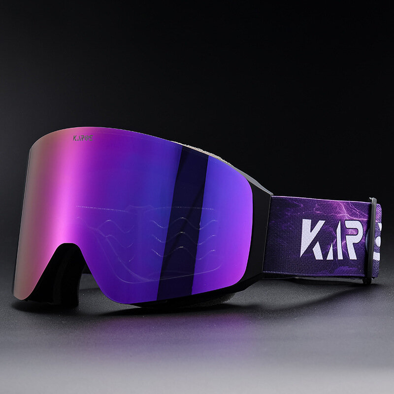 2026KAROS Складные лыжные очки, большой цилиндр, двойной слой, противотуманные очки для сноуборда и лыж, закаленные HD, удобные
