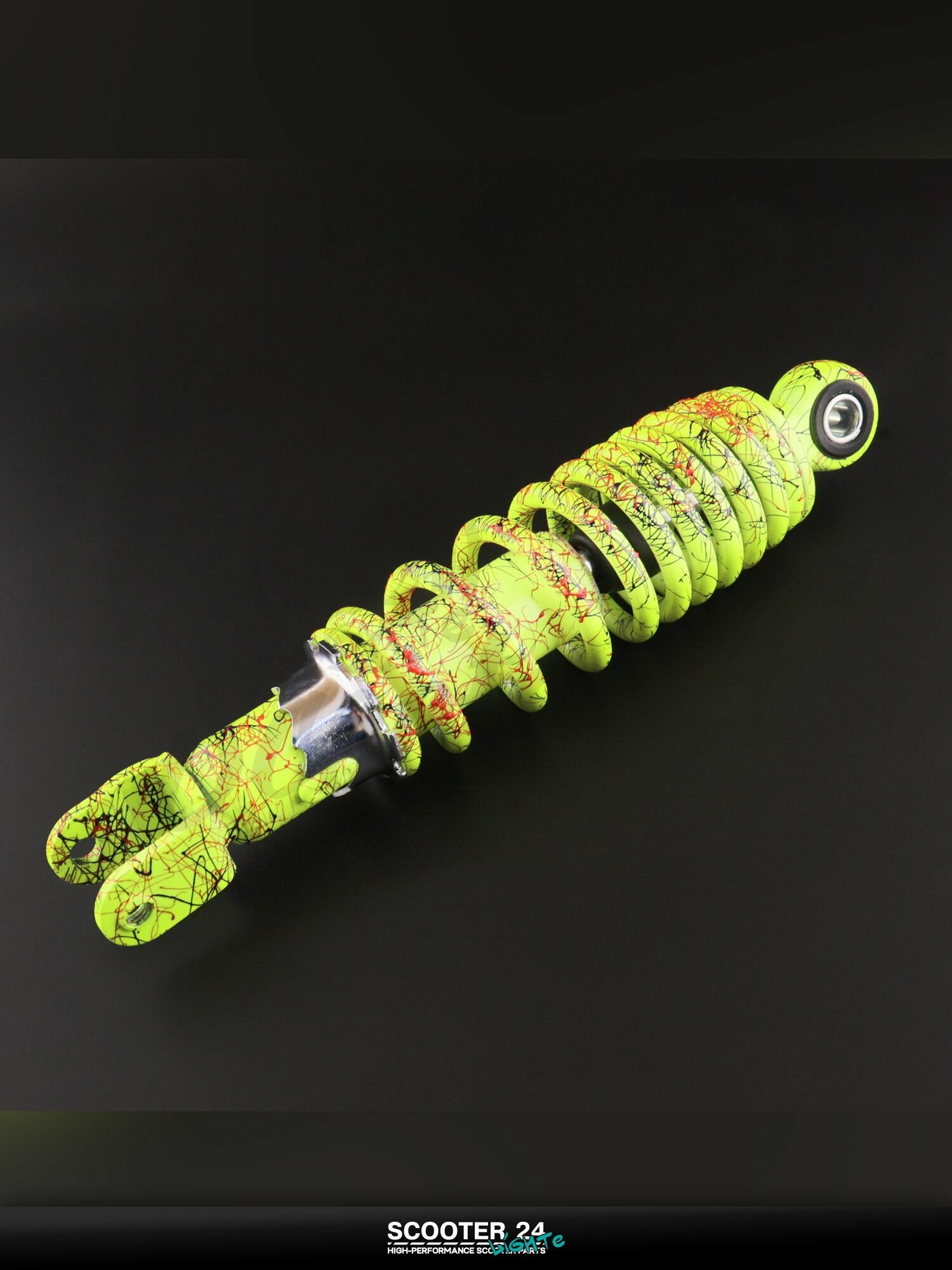 Амортизатор на скутер и мотоцикл Yamaha JOG 3KJ / Ямаха Джог 250 мм, регулируемый (лимонный +паутина) "NDT"
