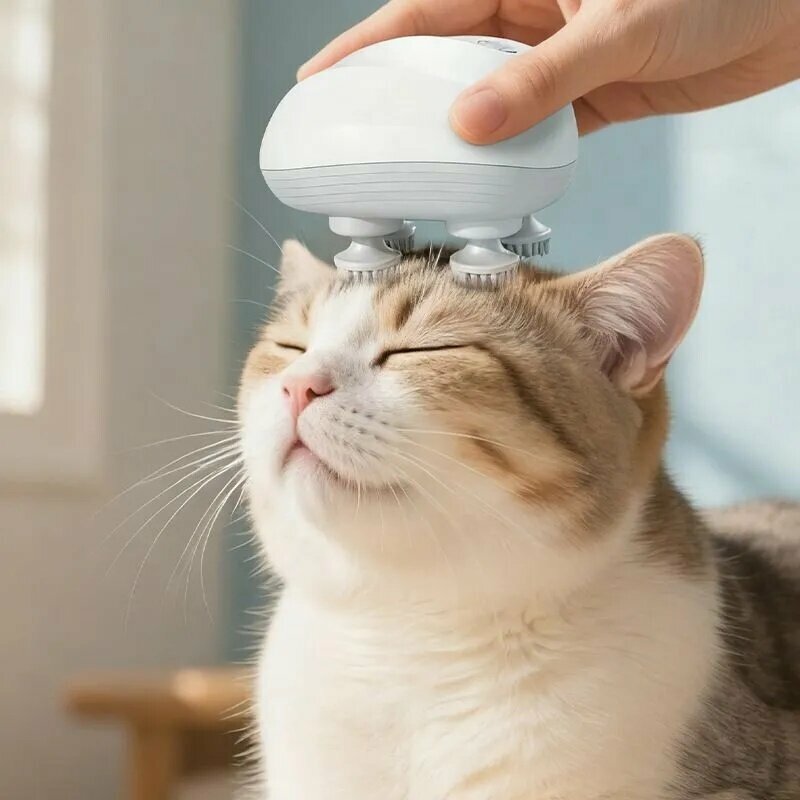 Эксклюзивный электрический массажер для головы кошки, автоматическая игрушка для ласки вашего питомца, созданная специально для домашних животных.