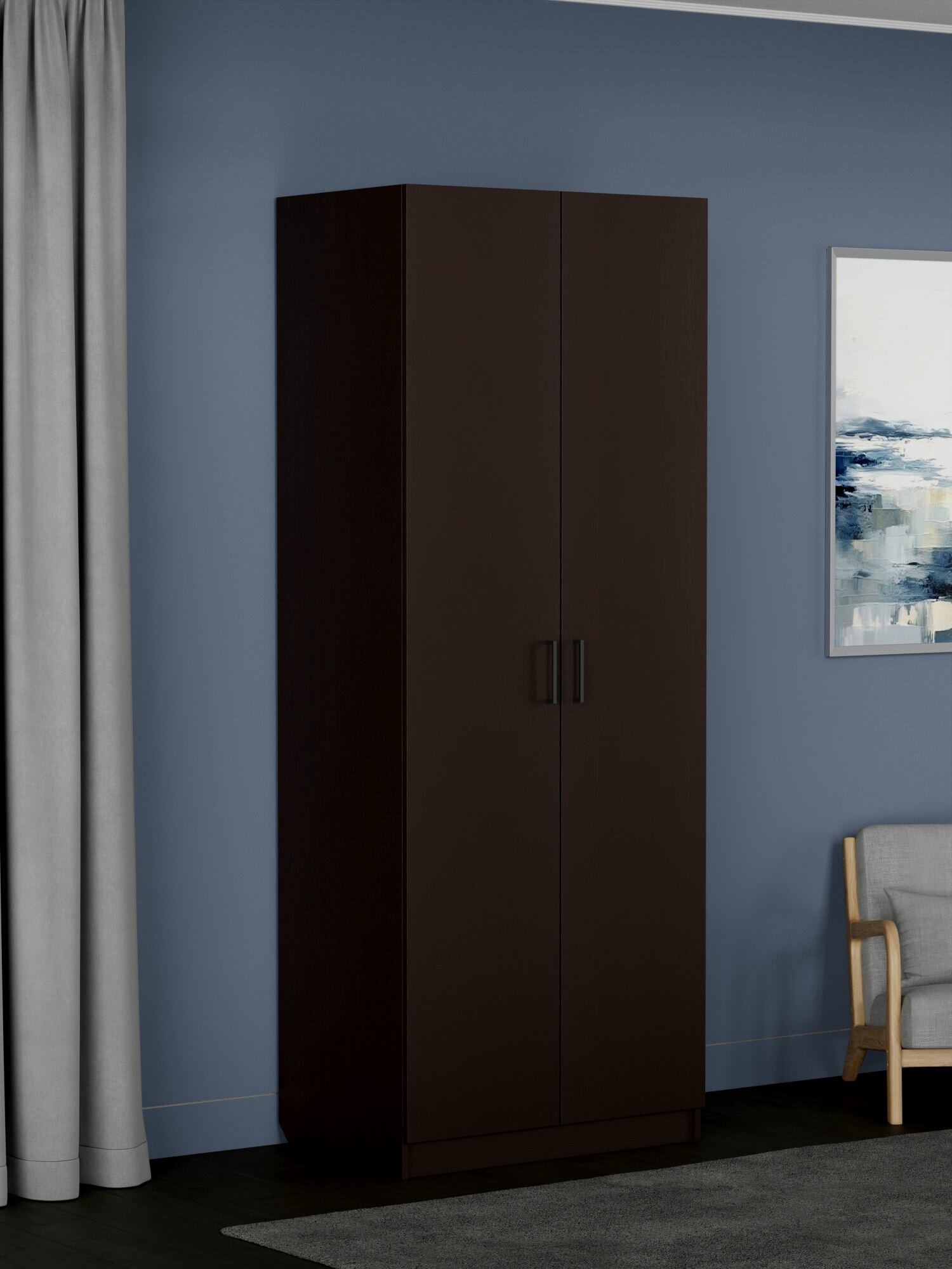 InHouse Шкаф распашной ШК-2/1 Венге 80х52х210, фасады ЛДСП