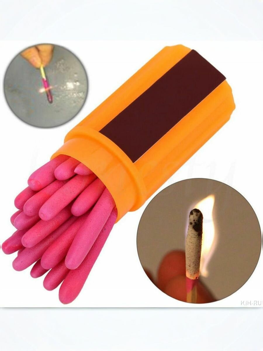 Набор для выживания в открытом воздухе с ветрозащитными и водонепроницаемыми спичками, 5.5X2.8cm, корпус из пластика, открытое пламя, водонепроницаемость есть, изделие изготовлено из дерева