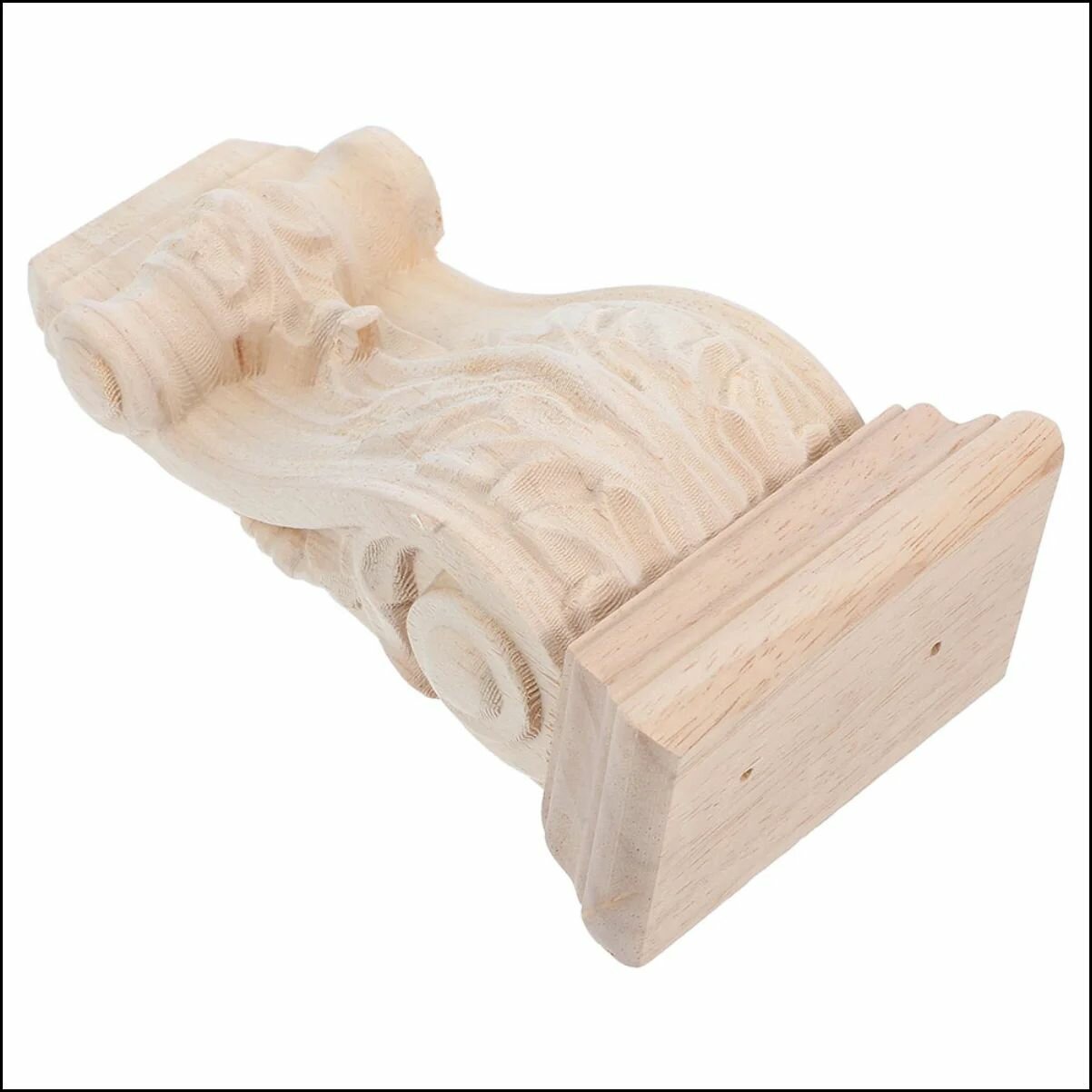 Резной деревянный кронштейн цвета хаки для оформления полок и мебели