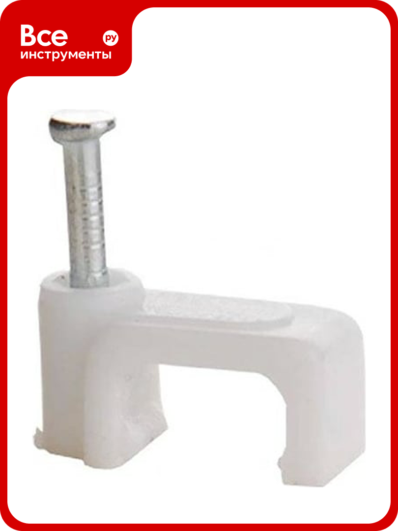 Кабельная скоба duwi плоская 4 х 2 мм, белая, 20 шт. 30323 7, корпус, для фиксации кабеля, с стальным гвоздём