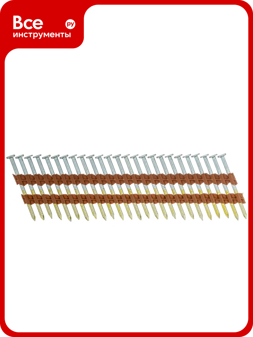 Гвозди для пневматического нейлера Denzel (оцинк.), длина - 50 мм, диаметр - 2,9 мм, 2000 шт. 57682