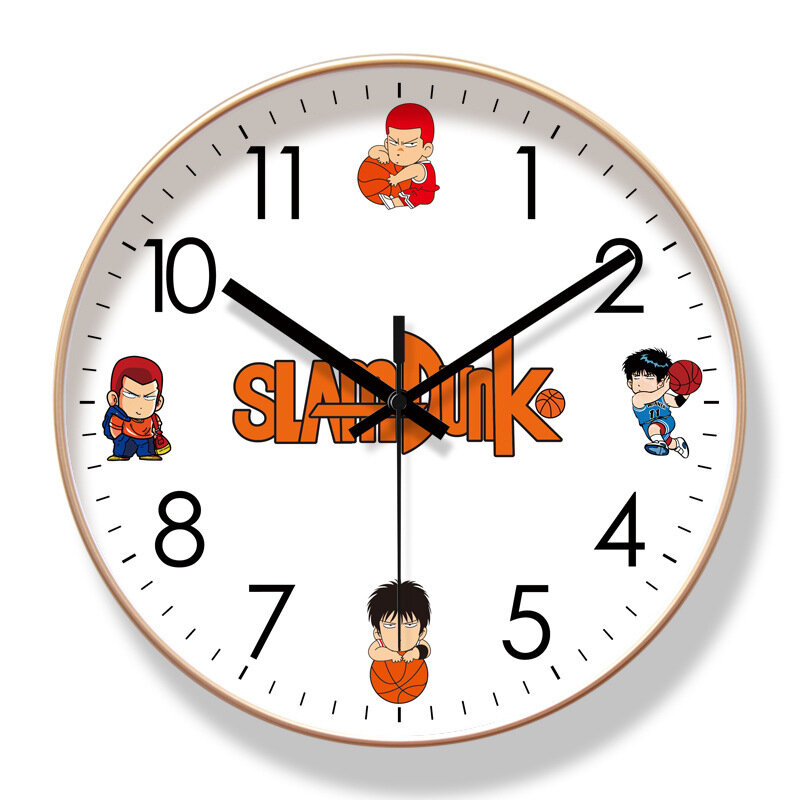 Горячая распродажа8062 Настенные часы для гостиной, часы Slam Dunk, бесшумные часы, настенные часы, современные бесшумные часы с длинным сроком службы батареи, кварцевые часы