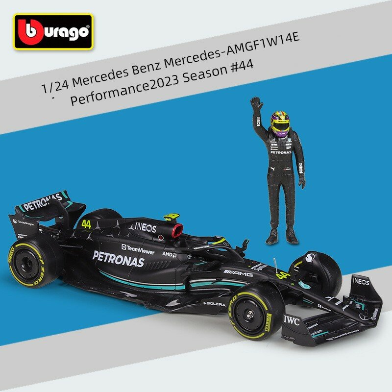 Модель Mercedes W14 F1, Льюис Хэмилтон №44, масштаб 1:18 из сплава, без пылезащитного чехла