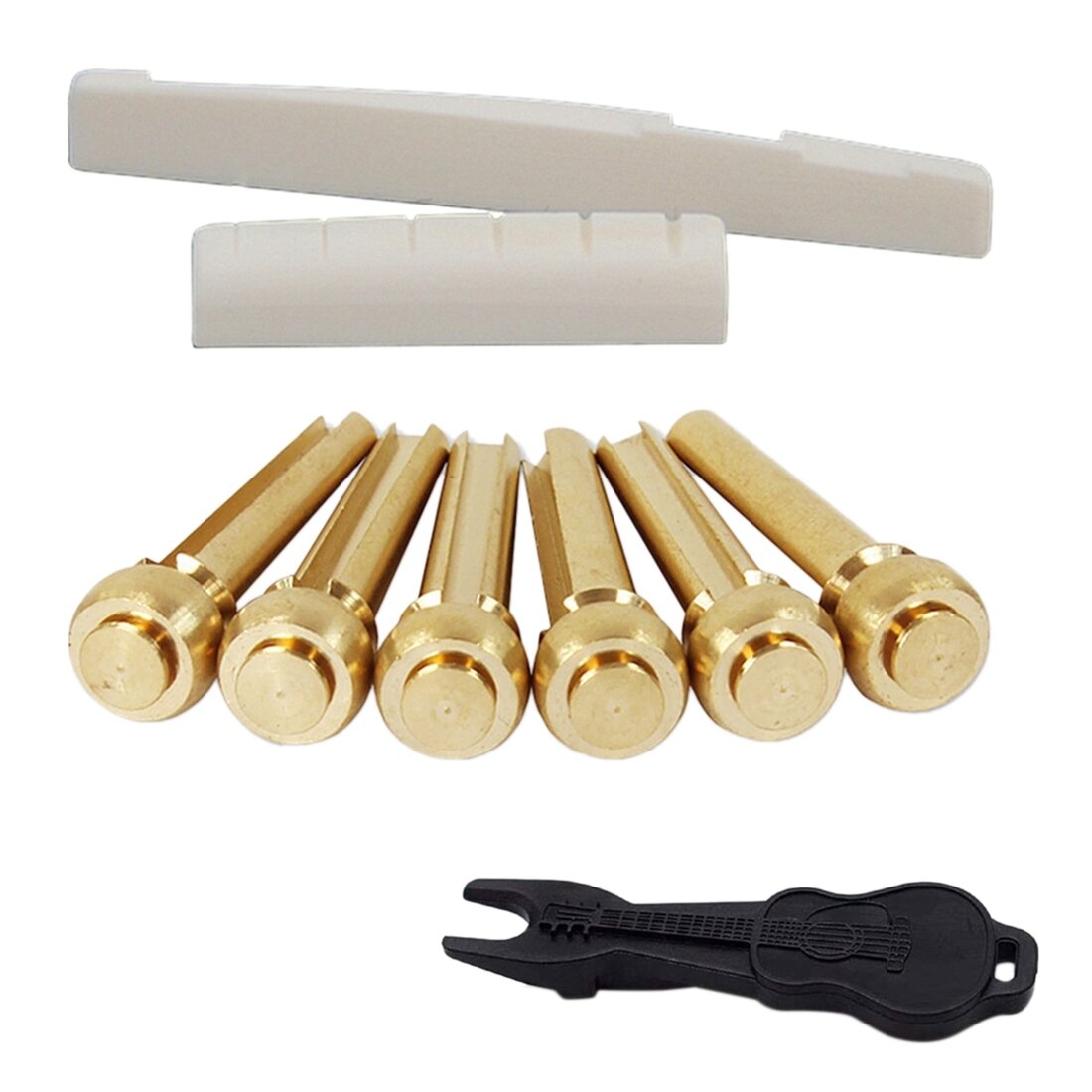 Набор сменных штифтов совместим с седла струны акустической гитары (латунные штифты и костяная седельная гайка)