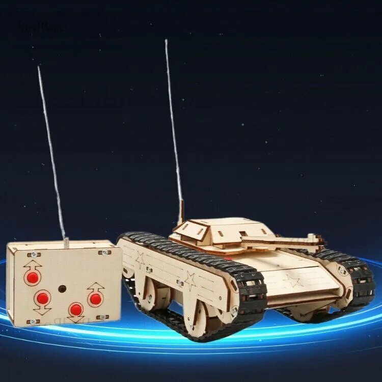 Детский развивающий конструктор танка на пульте управления своими руками для школьников, технологическая модель сборки