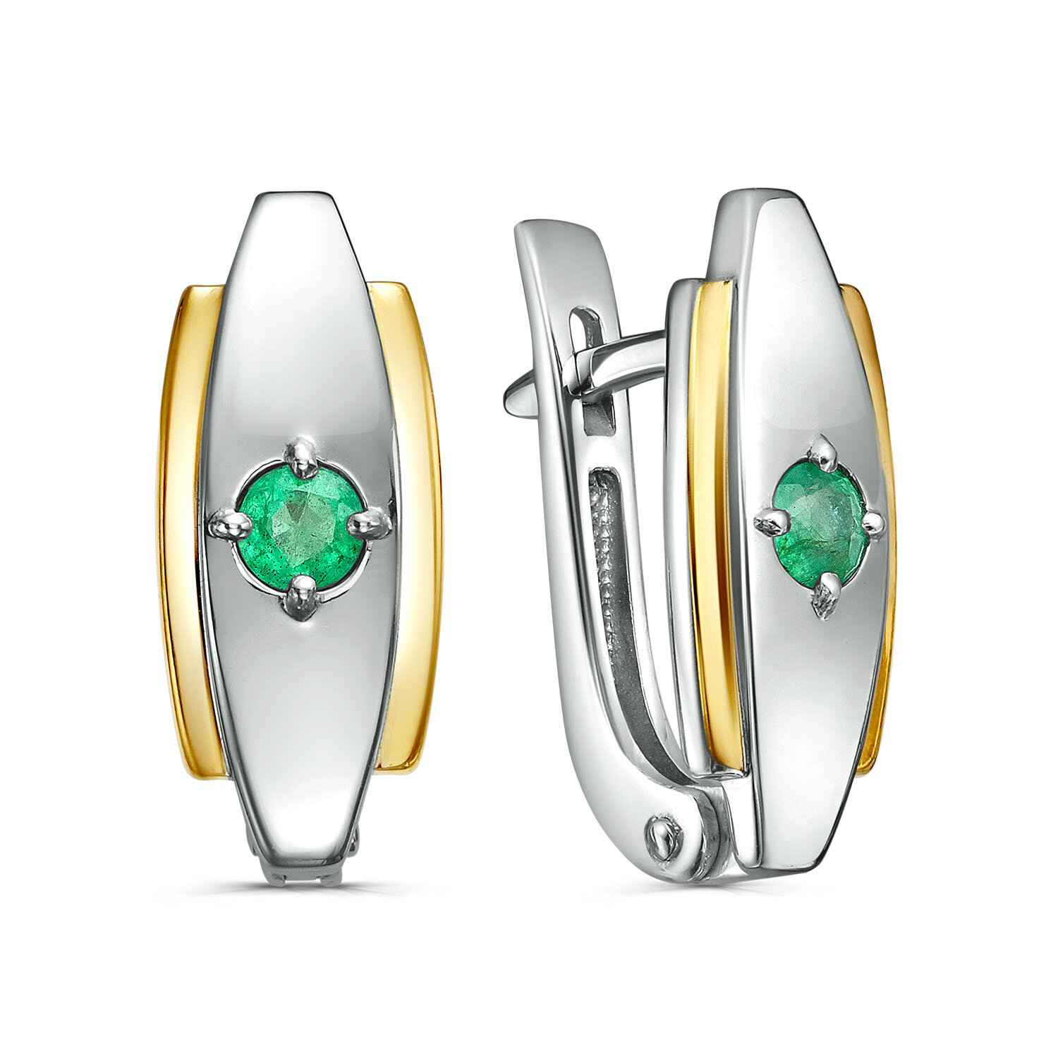 Серьги с подвесками, серебро, 925 проба, родирование, изумруд