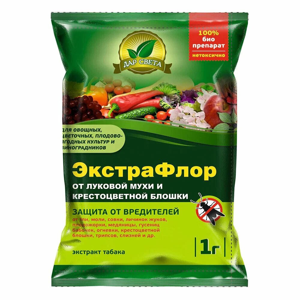 Средство от вредителей Лето ЭкстраФлор, экстракт табака, от луковой мухи, крестоцветной блошки, 1 г