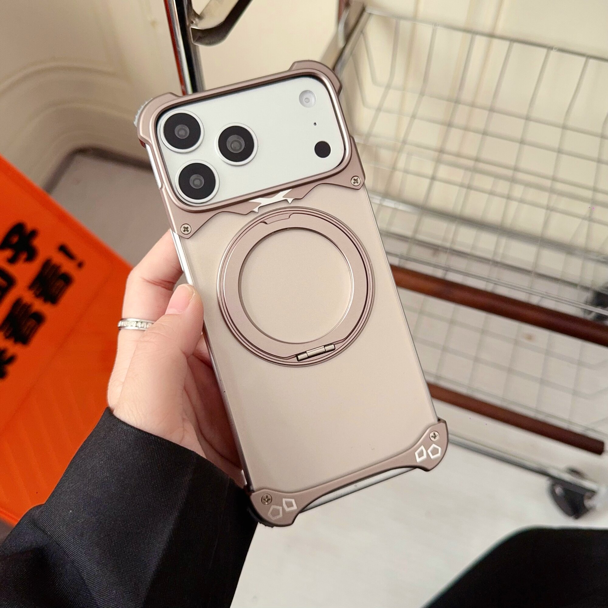 Чехол для Apple iPhone 17 Pro Max / Айфон 17 Про Макс, матовая поверхность, чехол-кардиомонитор, металл, защита камеры, ударопрочный, встроенная подставка, усиленные углы, Apple, Apple iPhone 17 Pro Max,