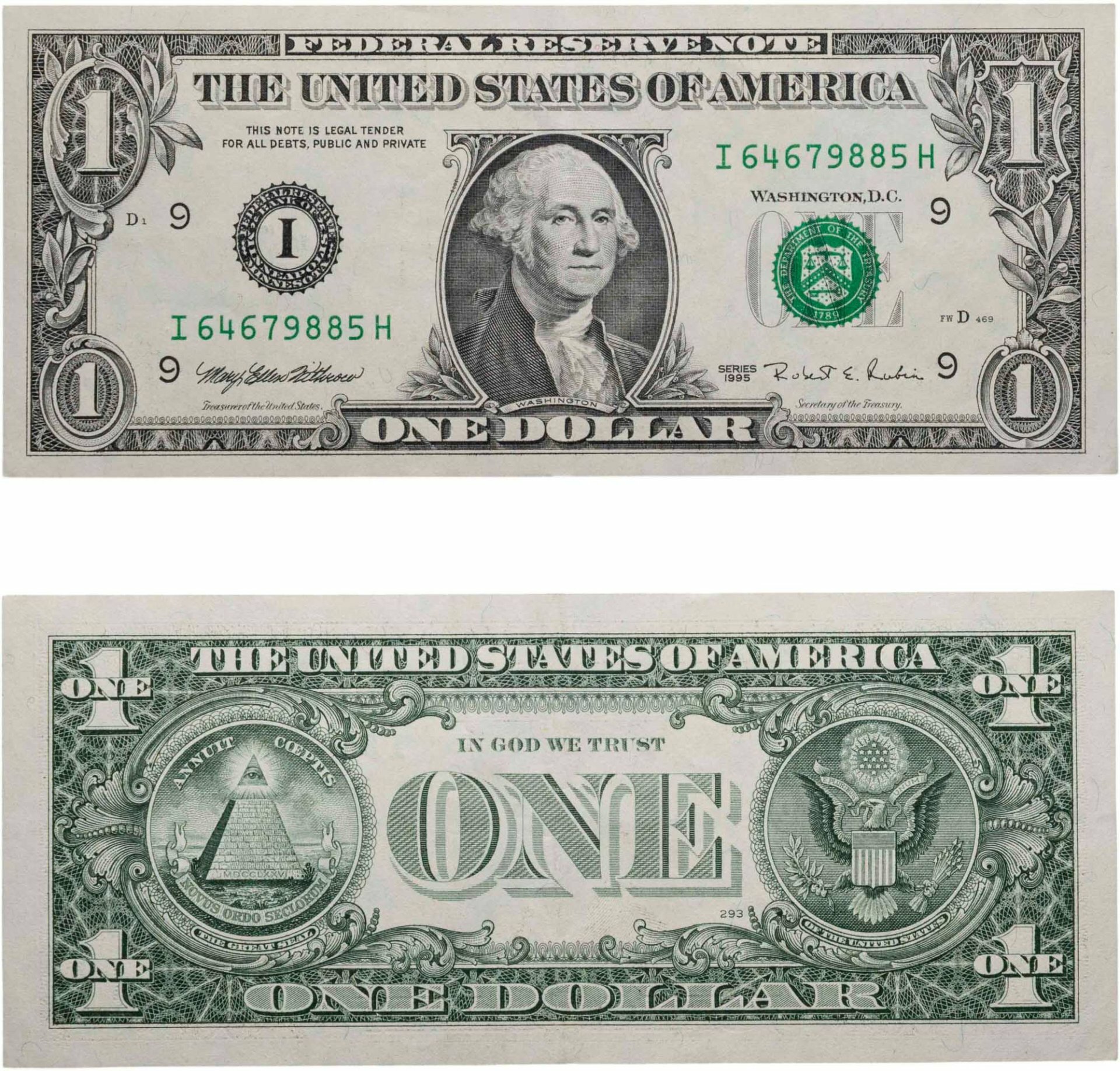 США 1 доллар 1995 Pick 496a I-Миннеаполис "FW" Fort Worth