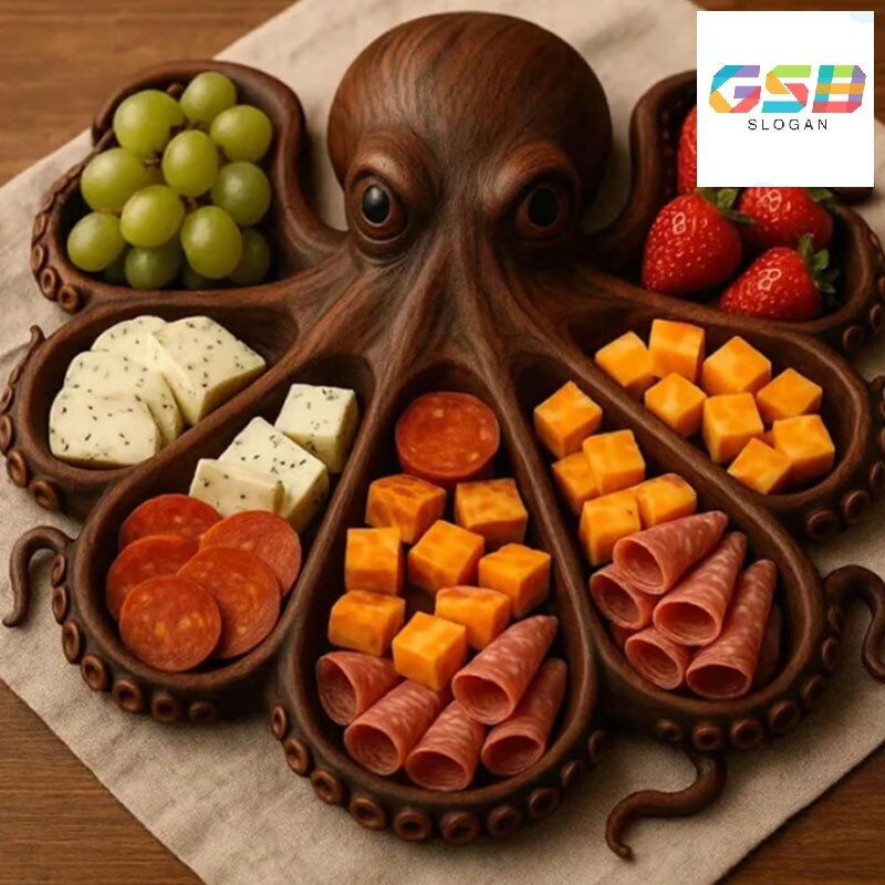 Поднос "Осьминог", дерево, антикварная и винтажная посуда, с гравировкой