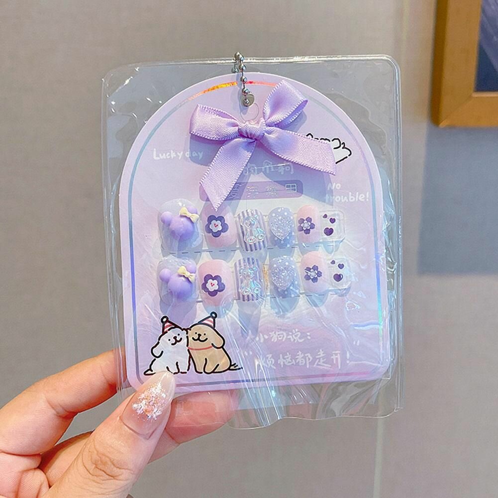 Накладные ногти детские, с клеем, набор ногтей для девочек