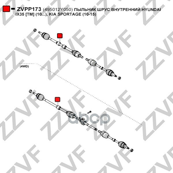 Пыльник шруса пыльник ШРУС внутренний HYUNDAI IX35 [TM] (10.), KIA SPORTAGE (10-15) HYUN