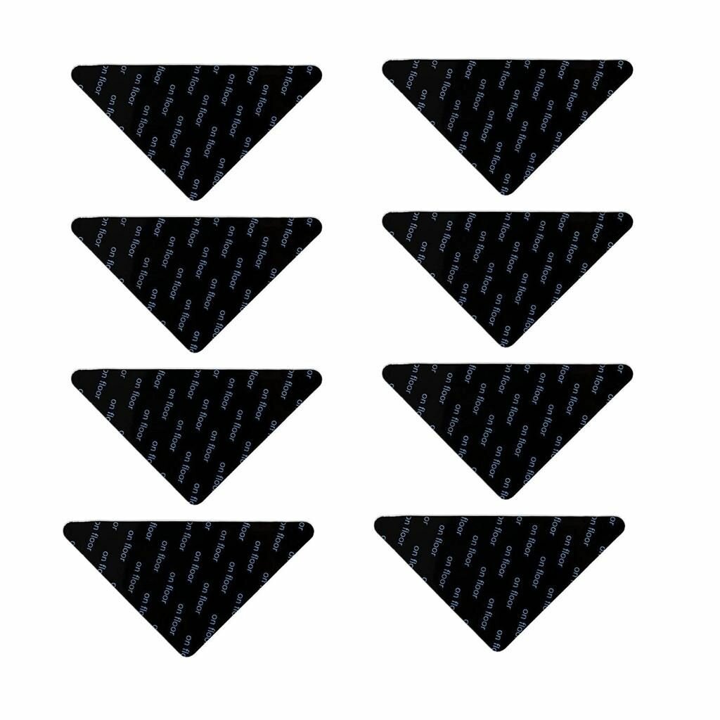 1 комплект из 8 штук черных нескользящих наклеек для ковра-треугольник 105 на 105 мм