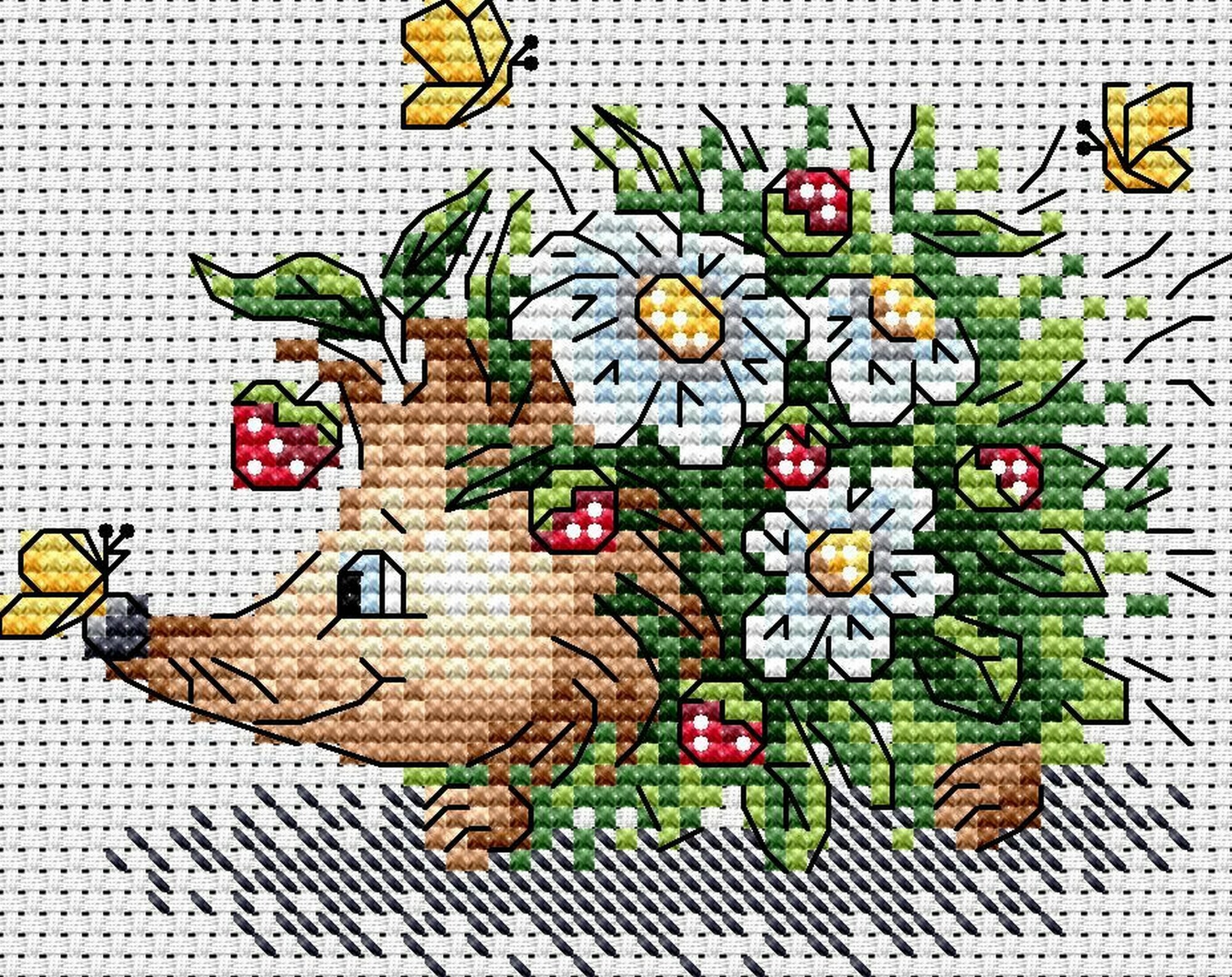 Вышивка Весенний ёж 9x11 см.
