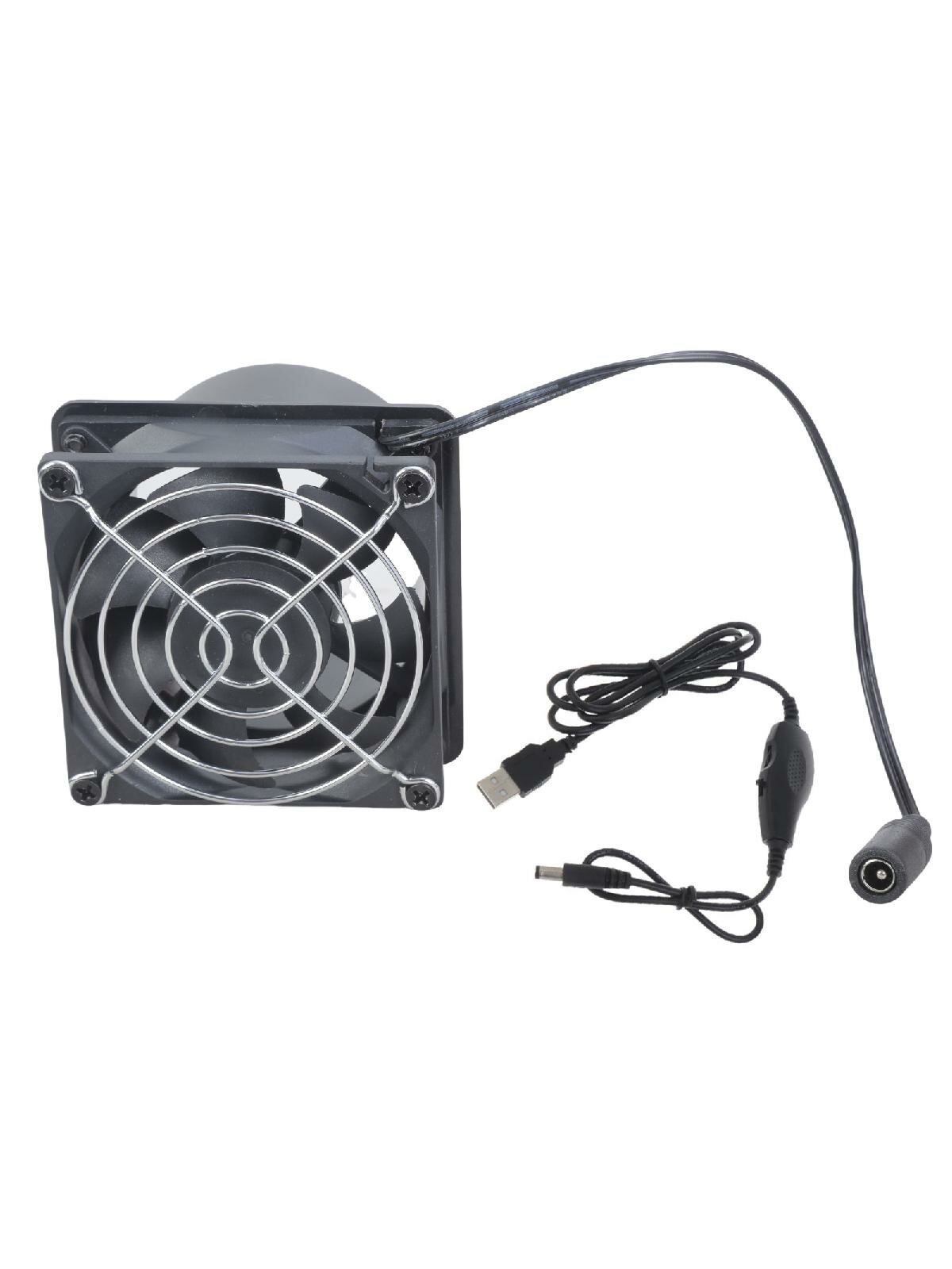 Канальный вентилятор 8 см с 1 воздуховодом обычного типа + кабель переключателя скорости USB