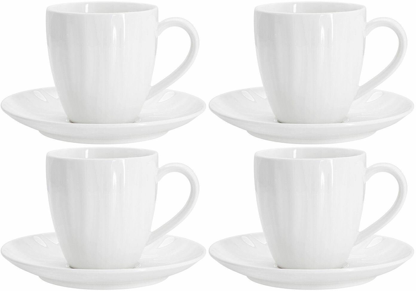 Чайный набор на 4 персоны Home & Style Floral, сервиз 8 предметов: 4 шт чашки 220 мл и блюдца из фарфора, подарочный