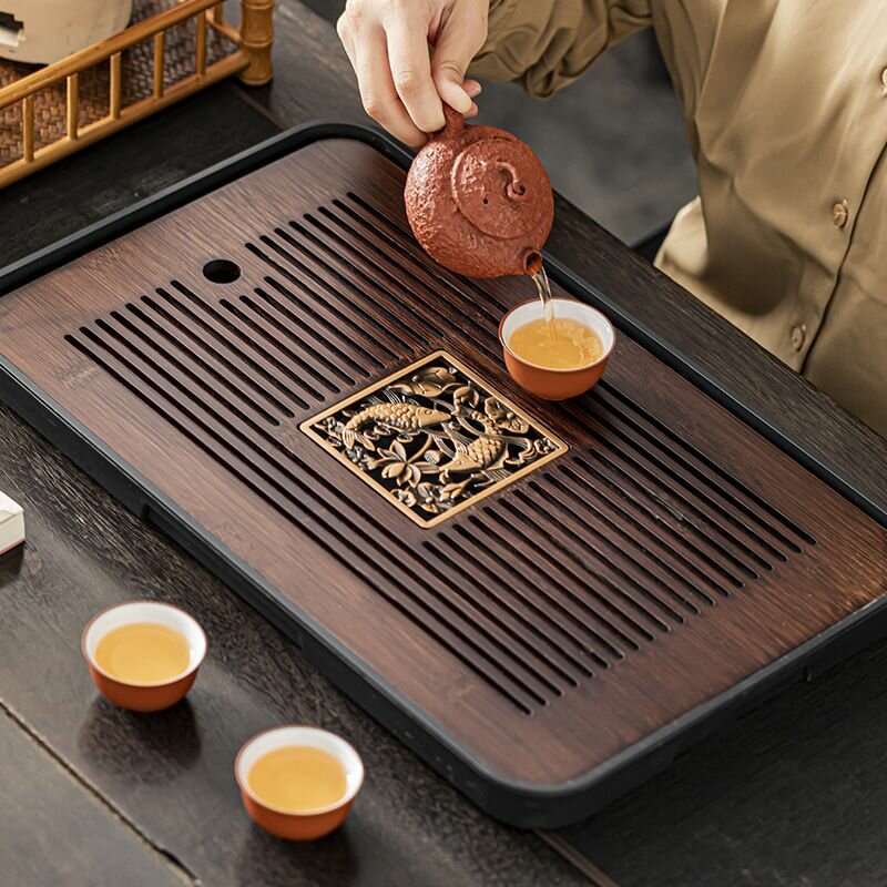 Темно-коричневый бамбуковый чайный столик