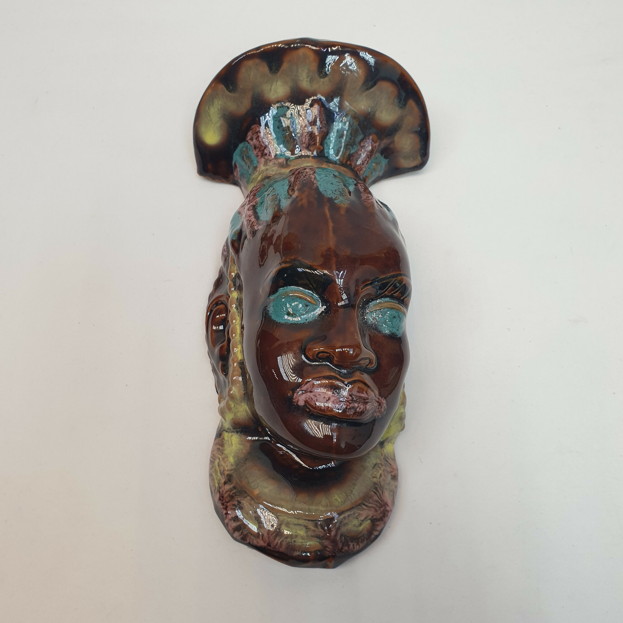 Маска керамическая СССР. Редкая, экспериментальный образец. Африканка. Орловский завод керамики.