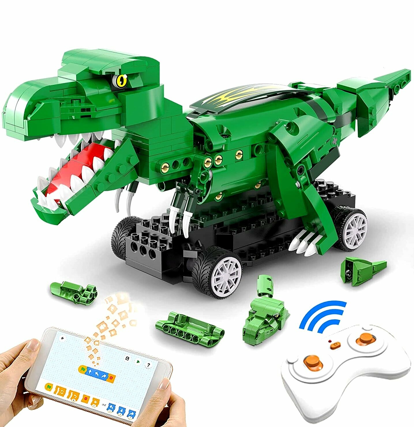 Конструктор 3D CaDA Мир динозавров T-Rex радиоуправляемый, программируемый, 343 детали - C59001W