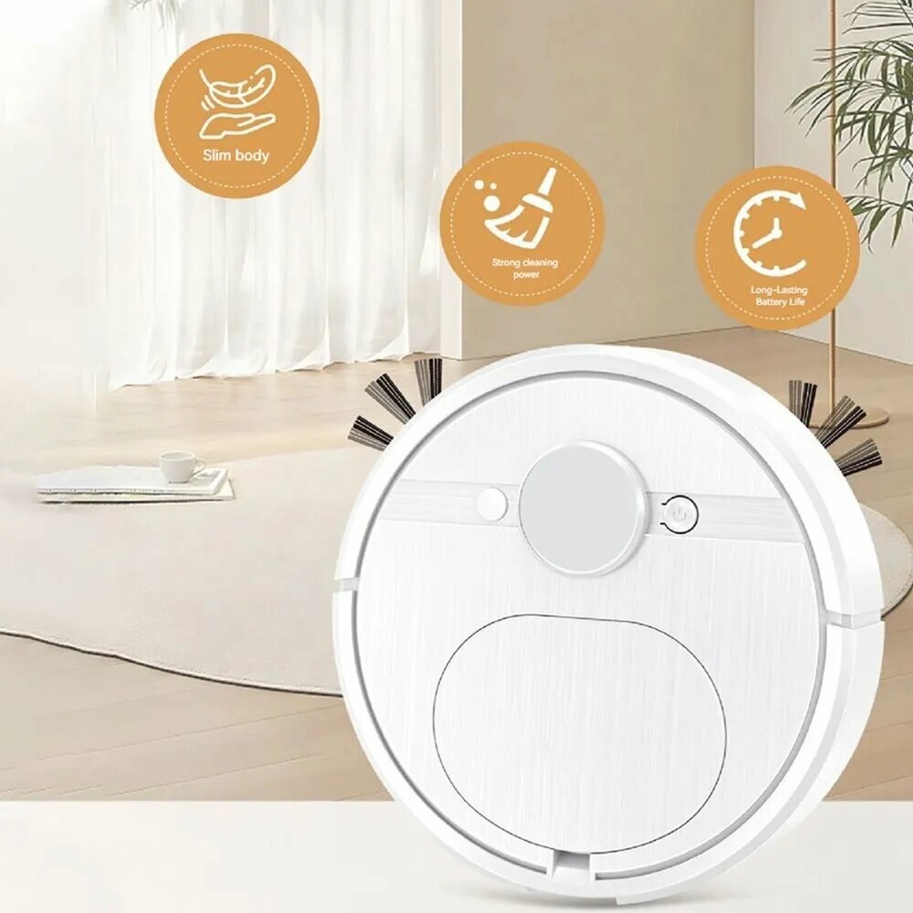 Робот-пылесос Умный робот-пылесос 3 в 1 мощная домашняя подметальная машина, белый