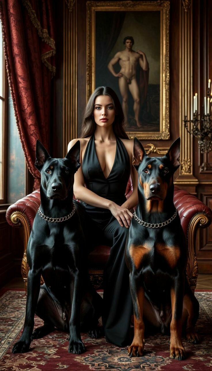 Алмазная живопись "Стильный доберман", 5D, круглая, 40x50 см. Производитель: Brose Art.